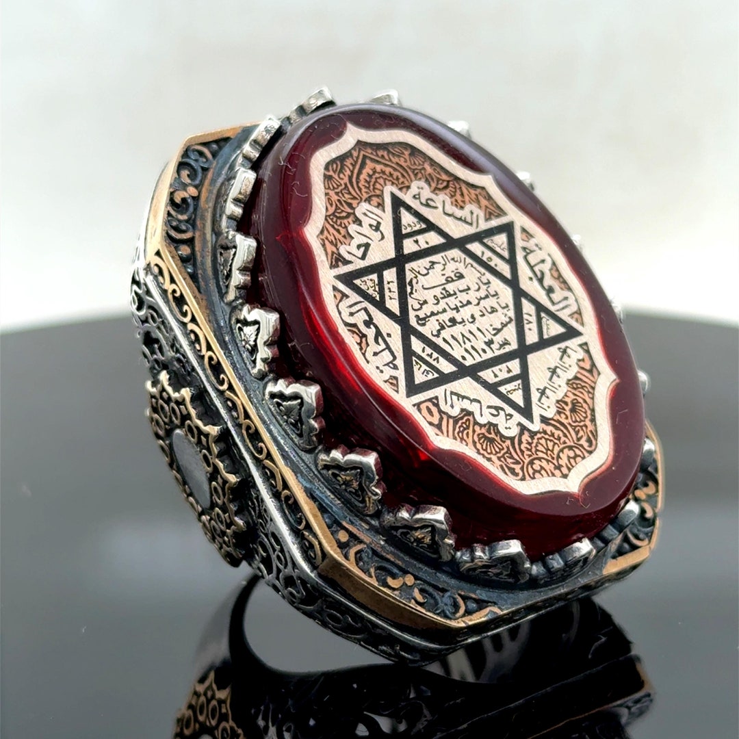 Men Silver Ottoman Style Ring, Large Solomon Signet Ring, King Solomon ...