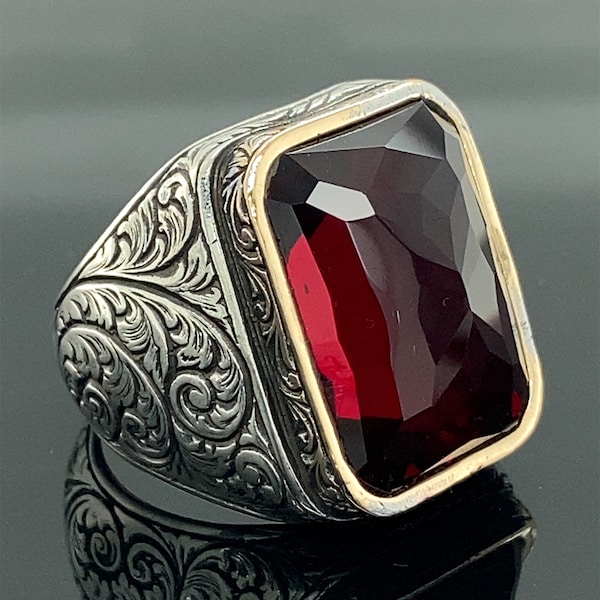 Red Stone Ring - Etsy