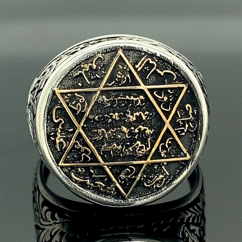 Silver Seal of Solomon Ring , Solomon Seal Protection Ring , King ...