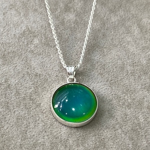 Mood Color Changing Pendant , Silver Round Sense Stone Necklace , Mood ...