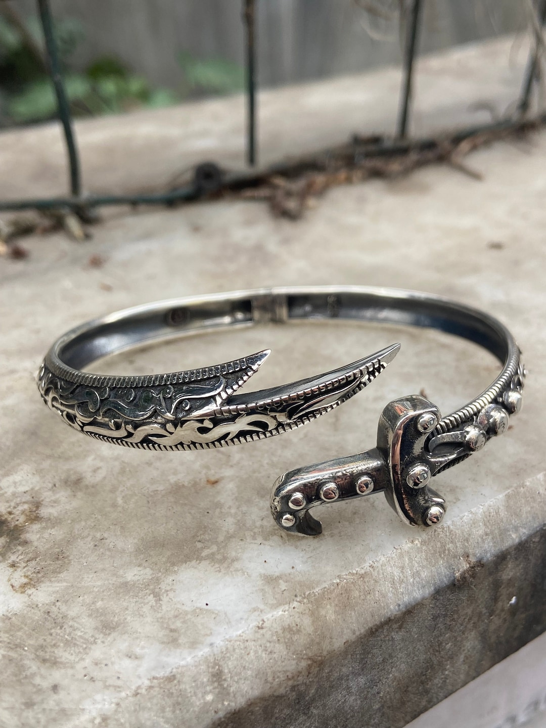 Sterling Silver Mens Sword Bracelet , Silver Warrior Bracelet , Silver ...