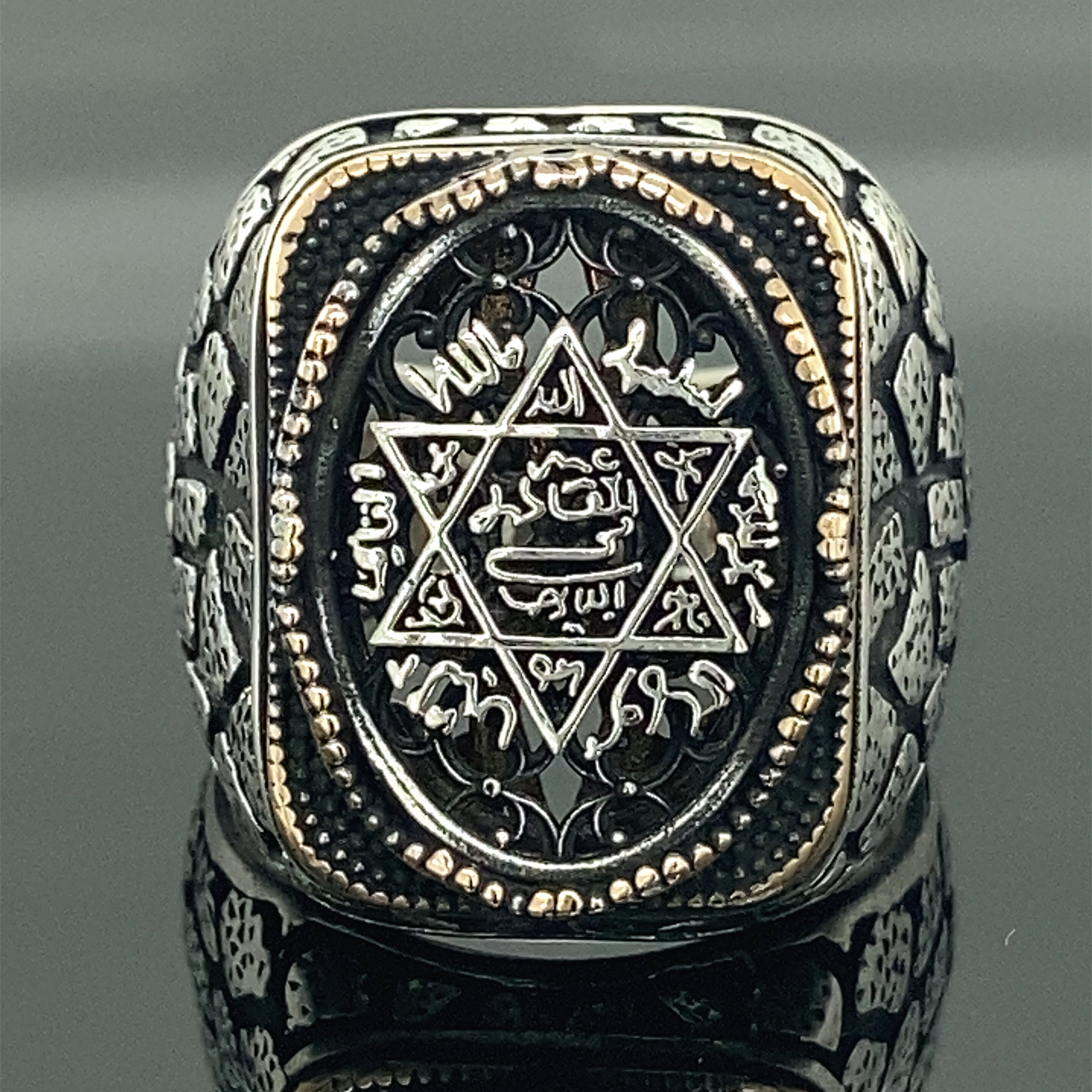Men Seal of Solomon Ring , Silver Solomon Signet Ring , King Solomon ...