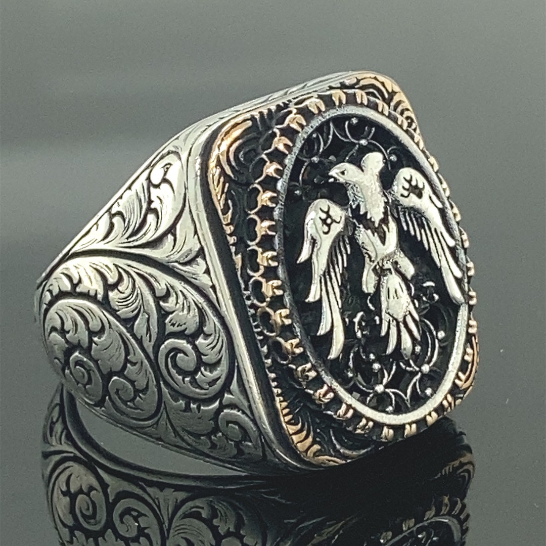 Man Handmade Ring , Silver Eagle Ring , Double Headed Eagle Ring , 925 ...