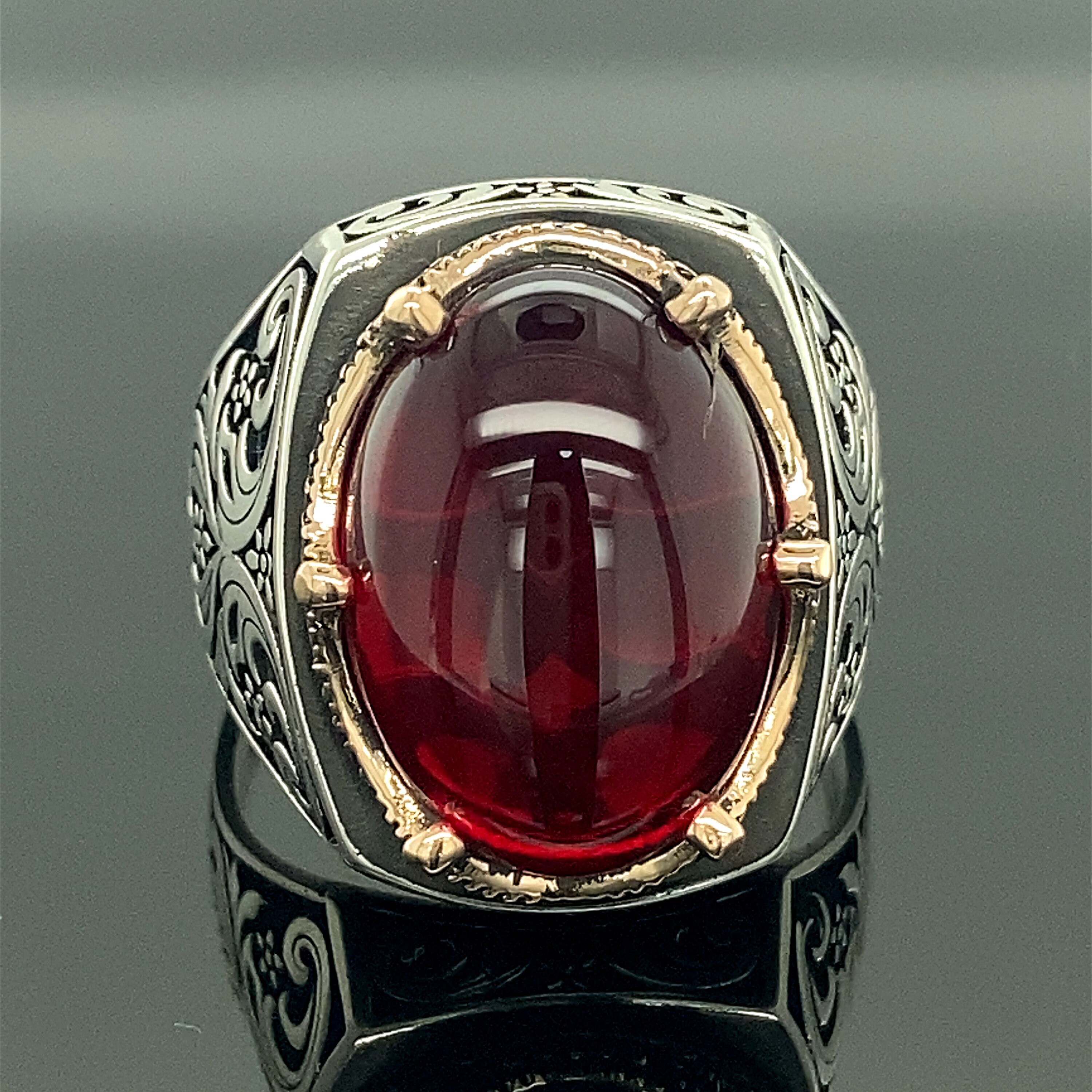 Men Handmade Ruby Stone Ring Red Stone Ring Ottoman Style - Etsy