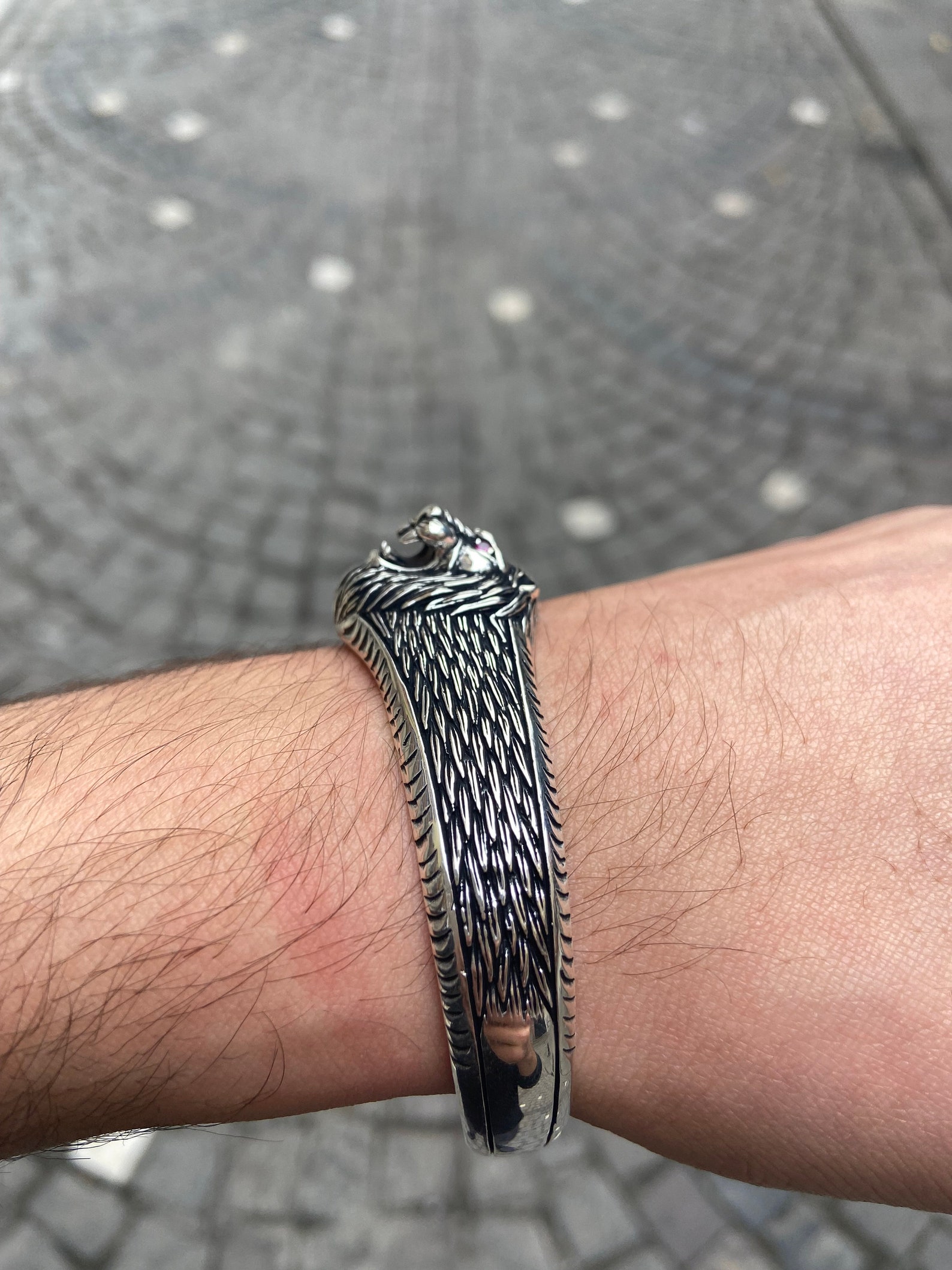Man Lion Bracelet , Liond Head Bracelet , Wild Lion Bracelet , Silver ...