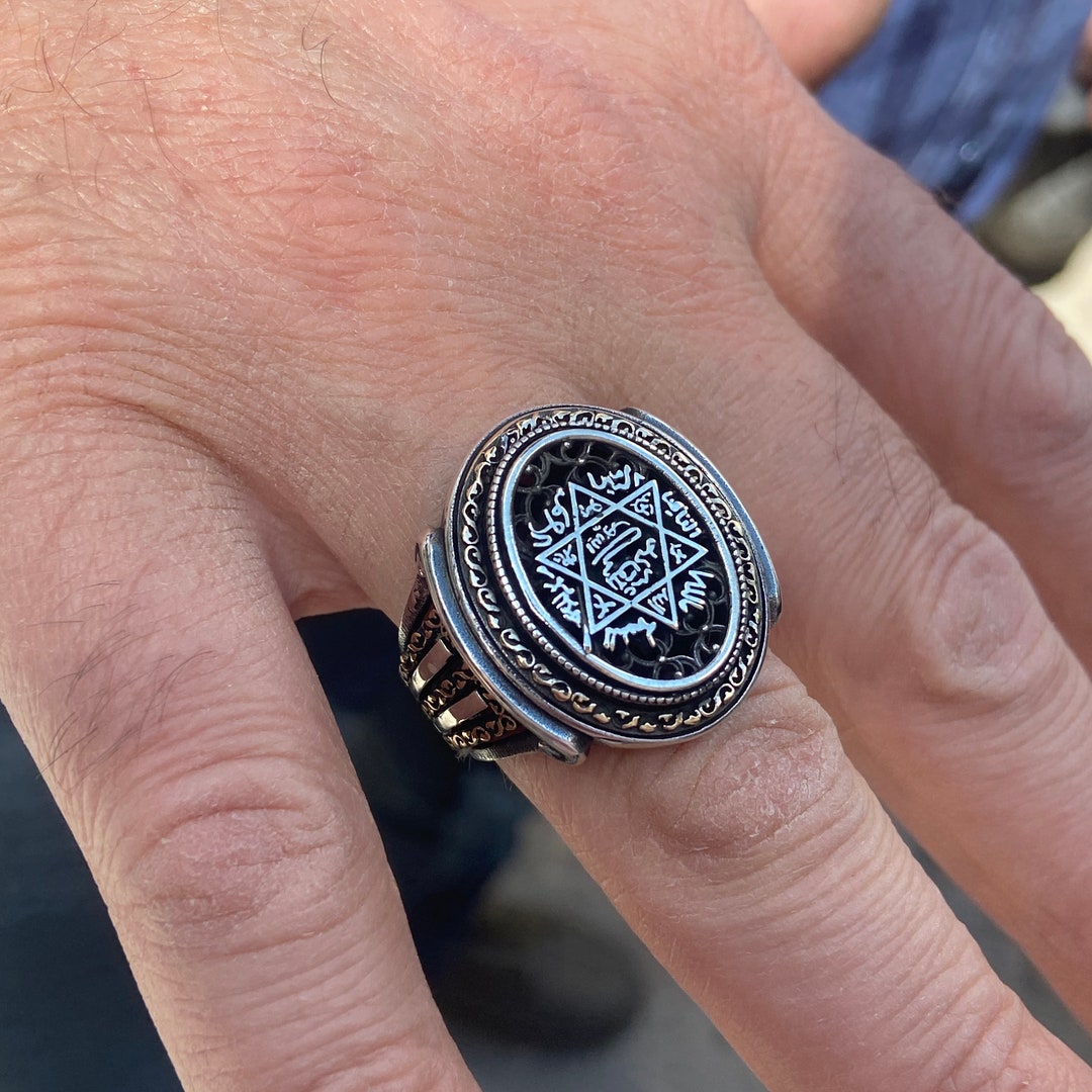 Silver Seal of Solomon Ring , Solomon Signet Ring , David Ring , King ...