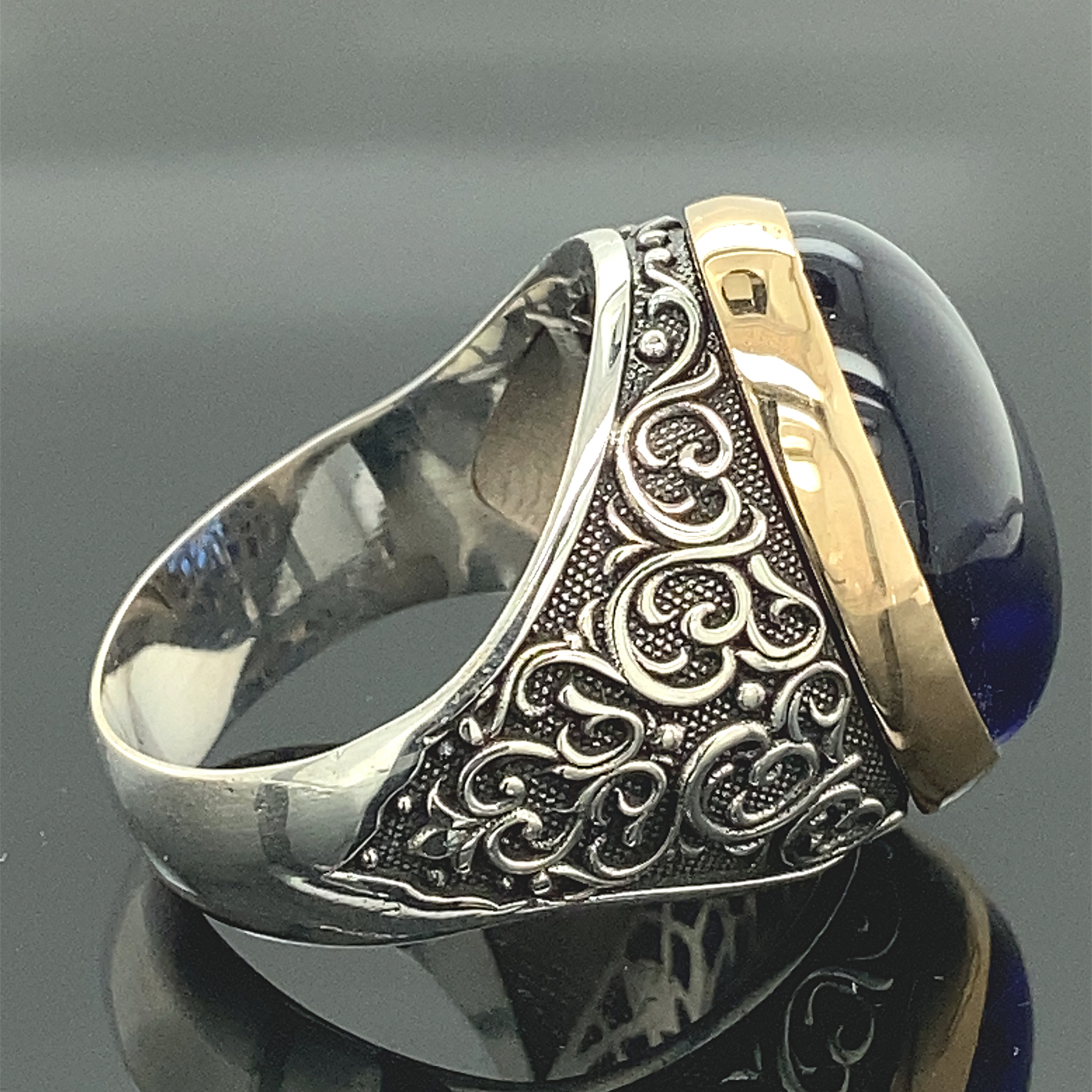 Men Blue Sapphire Stone Ring , Man Sapphire Stone Ring , Turkısh ...