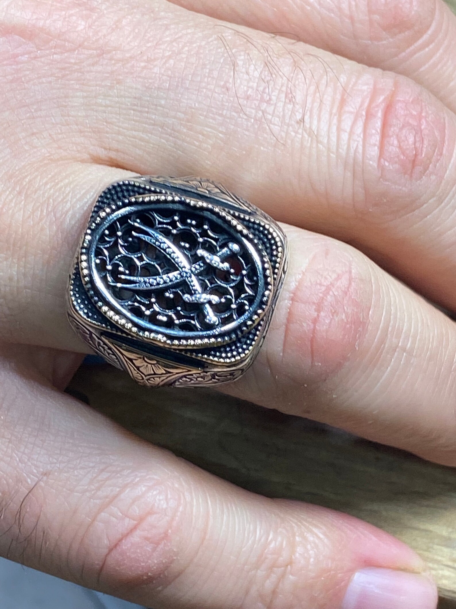 Silver Double Sword Ring , Silver Zulfiqar Sword Ring , Handmade Knight ...