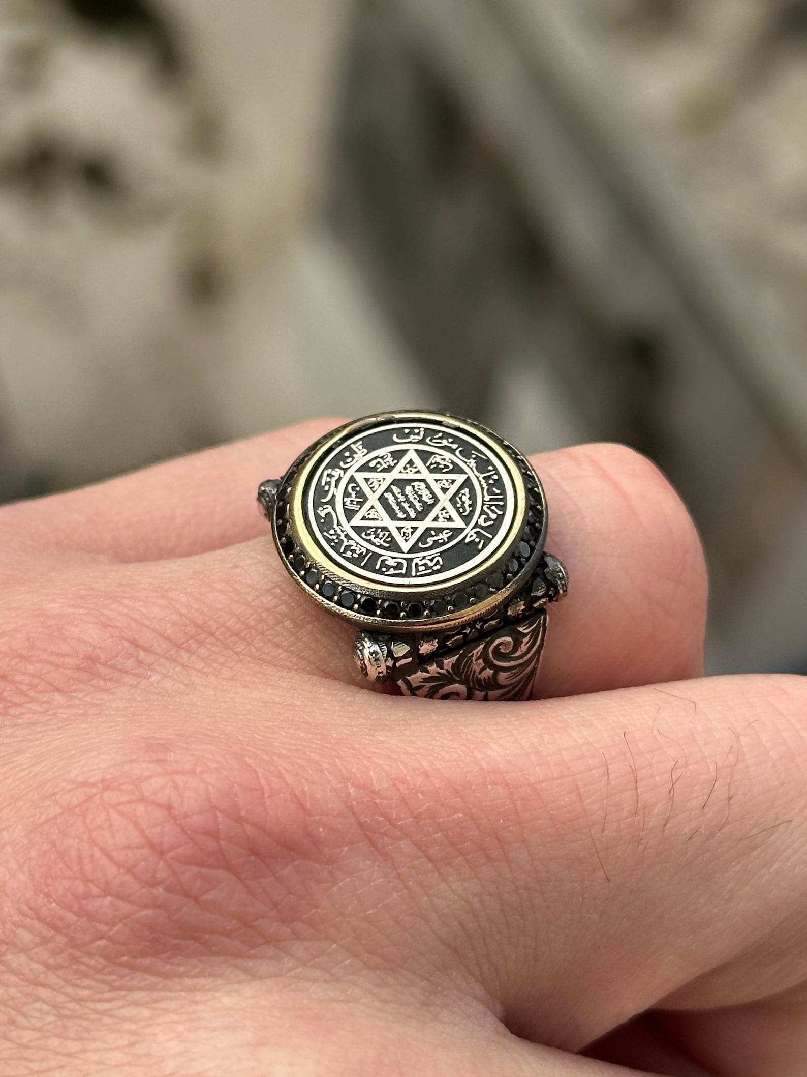Silver Seal of Solomon Ring , Solomon Signet Ring , Star of David Ring ...