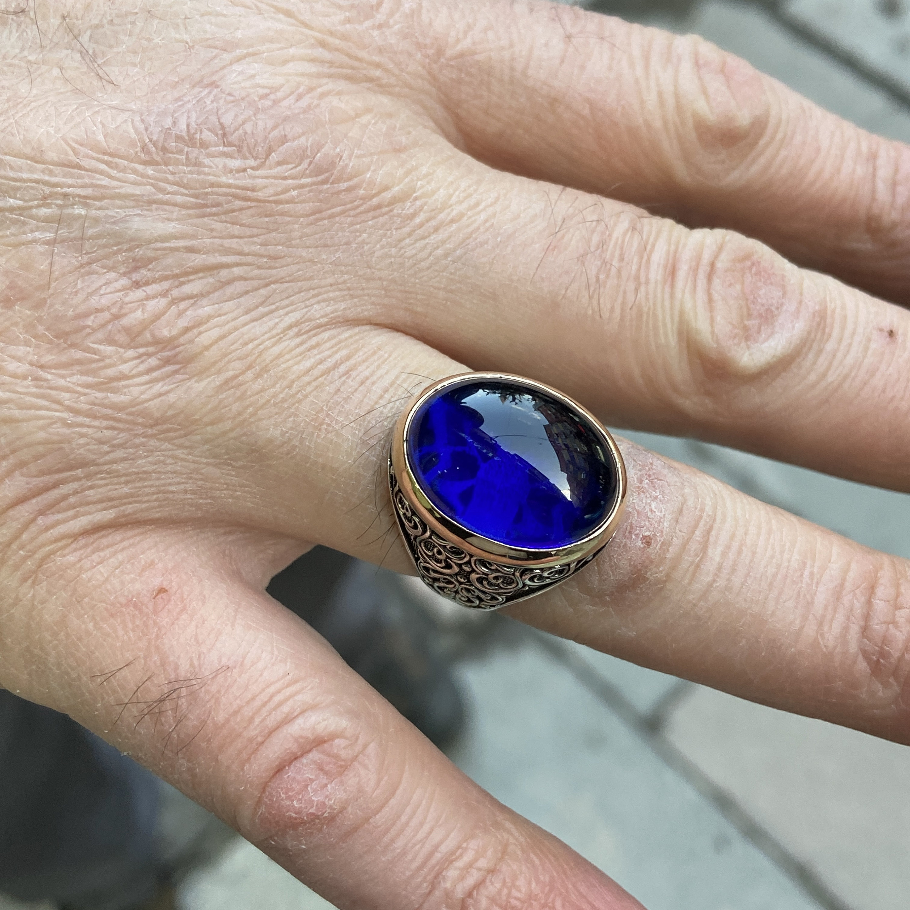 Men Blue Sapphire Stone Ring , Man Sapphire Stone Ring , Turkısh ...