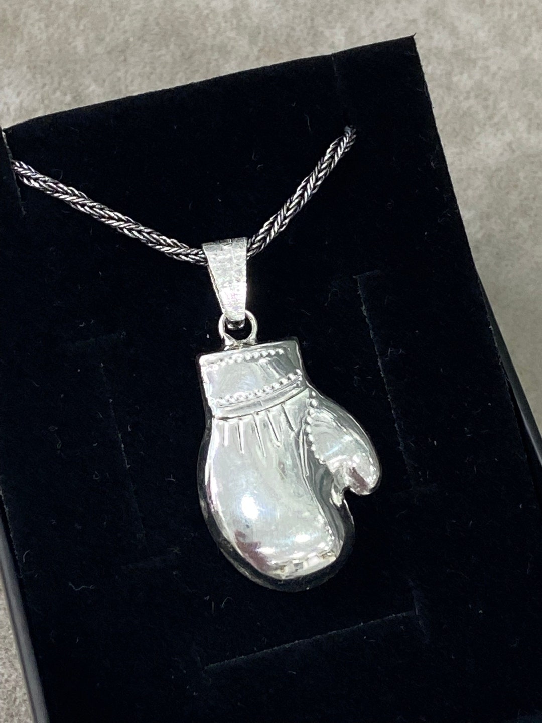 Silver Boxing Glove Charm Pendant , Punch Boxing Glove Necklace ...