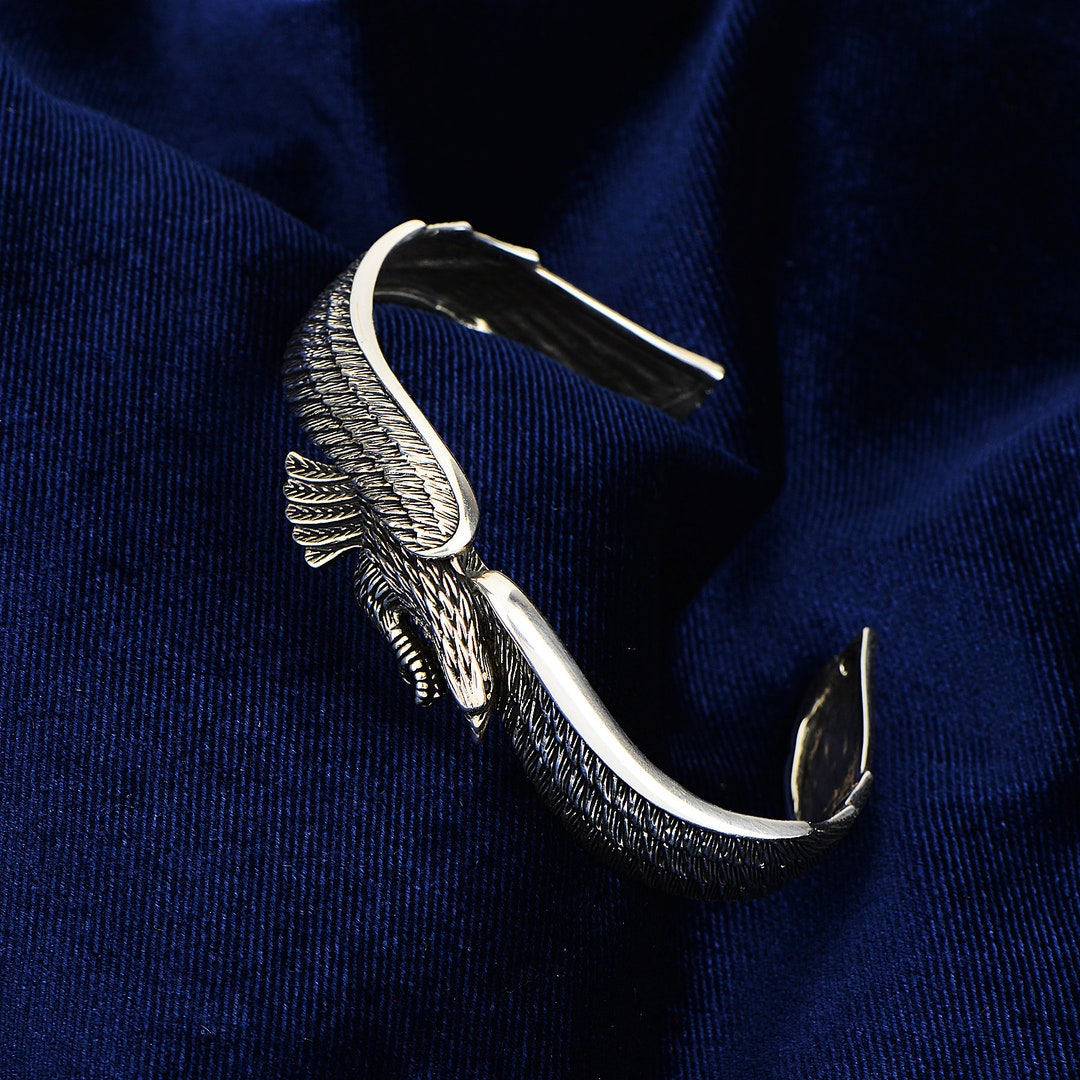 Silver Handmade Eagle Bracelet , Eagle Cuff Bracelet , Wildlife Eagle ...