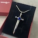 Silver Sword Pendant , Sapphire Stone Sword Necklace , Silver Warrior ...