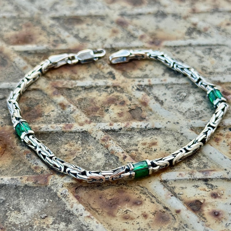 Blue Emerald Men Bracelet - Etsy