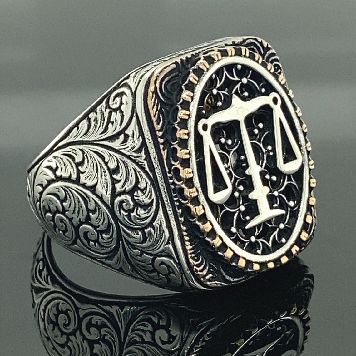 Silver Libra Ring Libra Motif Ring Man Handmade Ring | Etsy