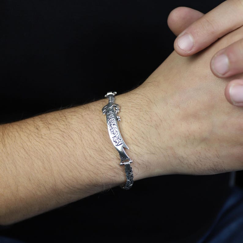 Silver King Chain Zulfiqar Sword Bracelet, Hz Ali Zulfiqar Bracelet ...