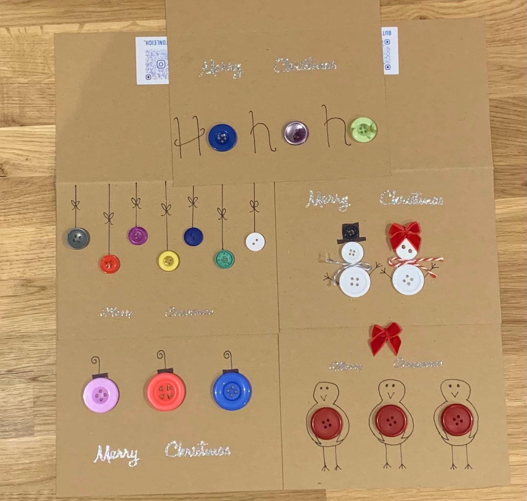 Handmade Button Christmas Cards - Etsy