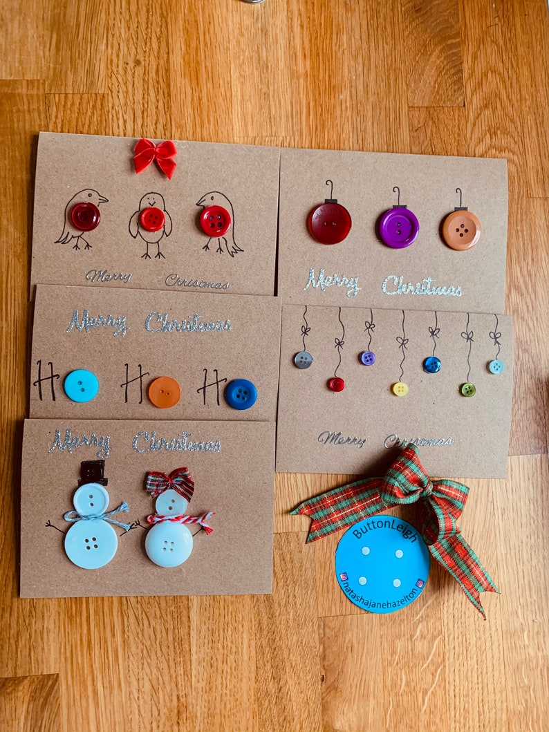 Handmade button Christmas cards | Etsy