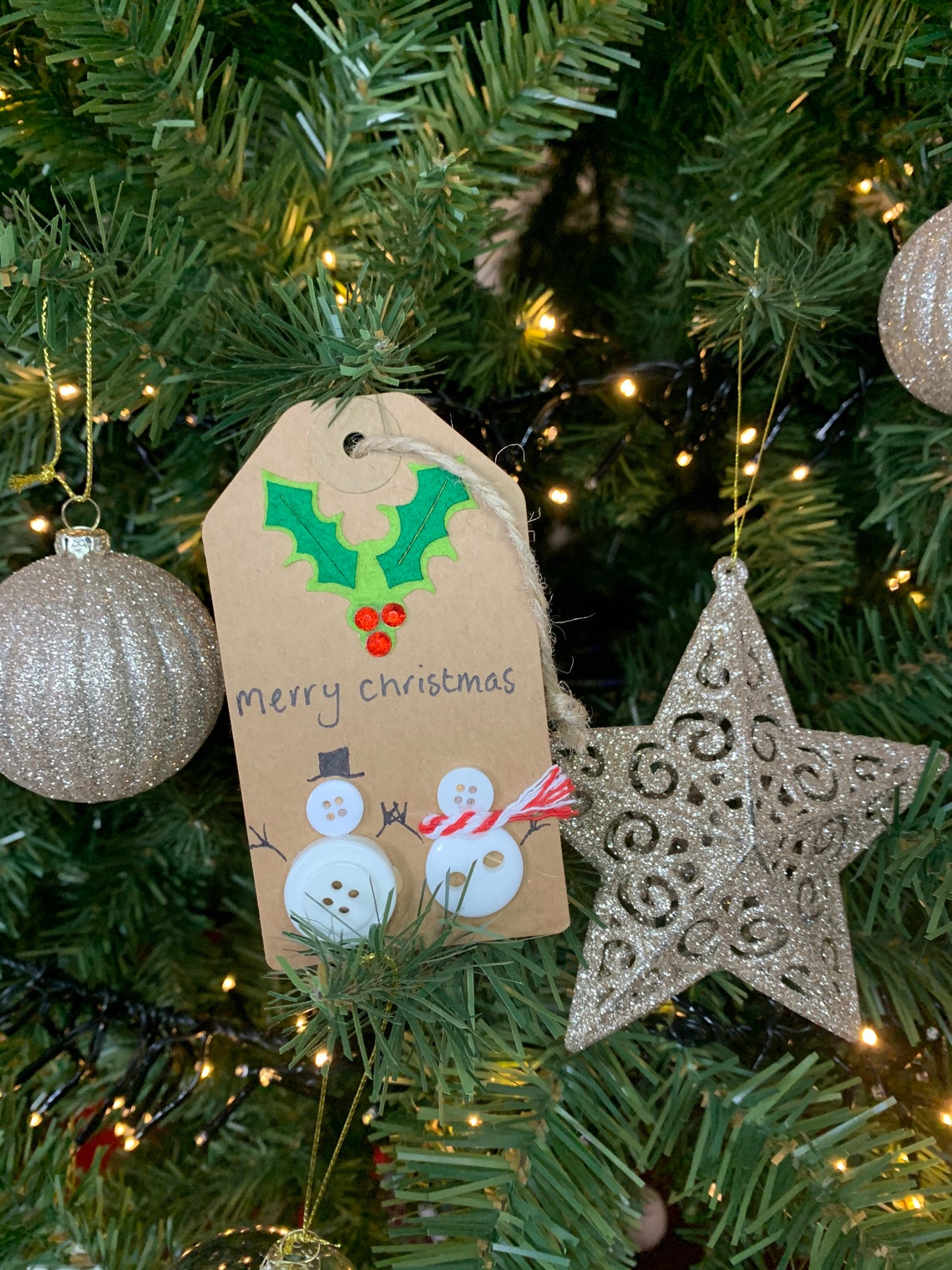 Large Christmas Tags With Button Pictures - Etsy