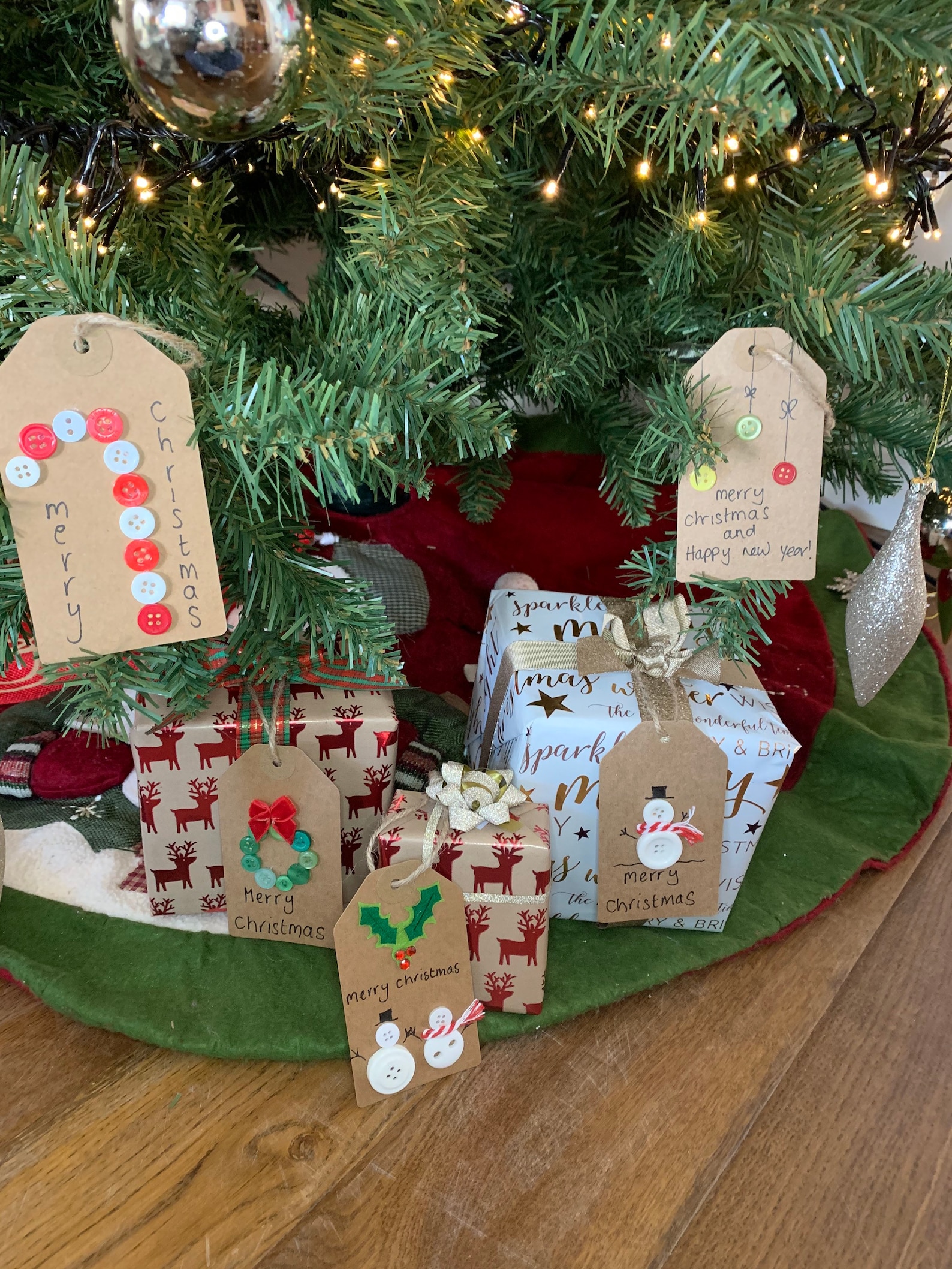 Large Christmas Tags With Button Pictures - Etsy