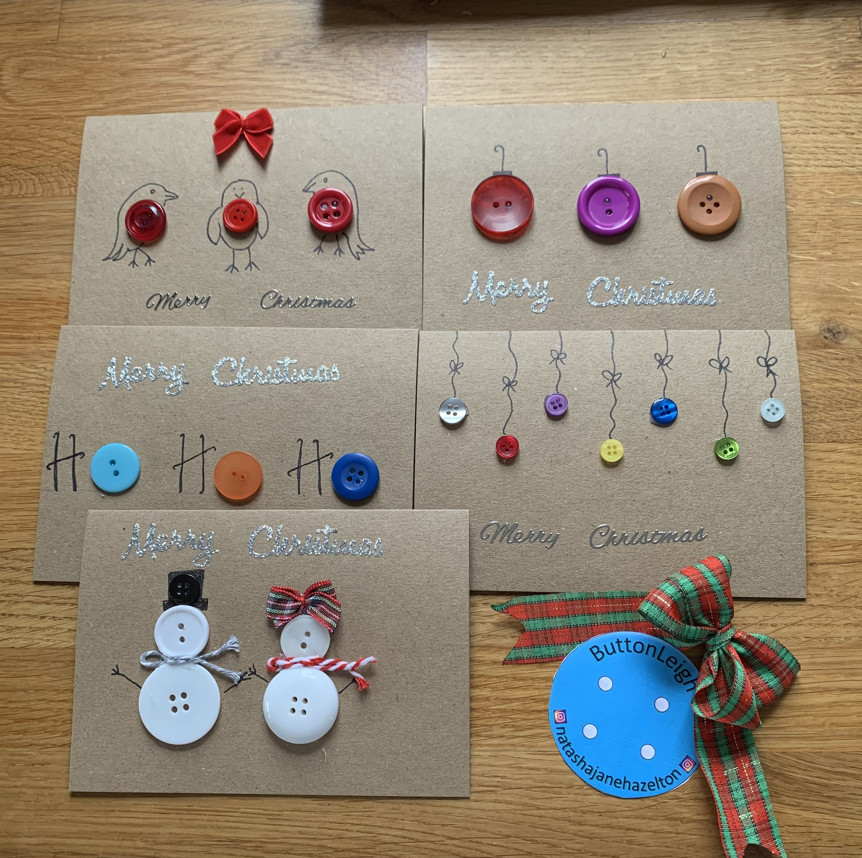 Handmade button Christmas cards | Etsy