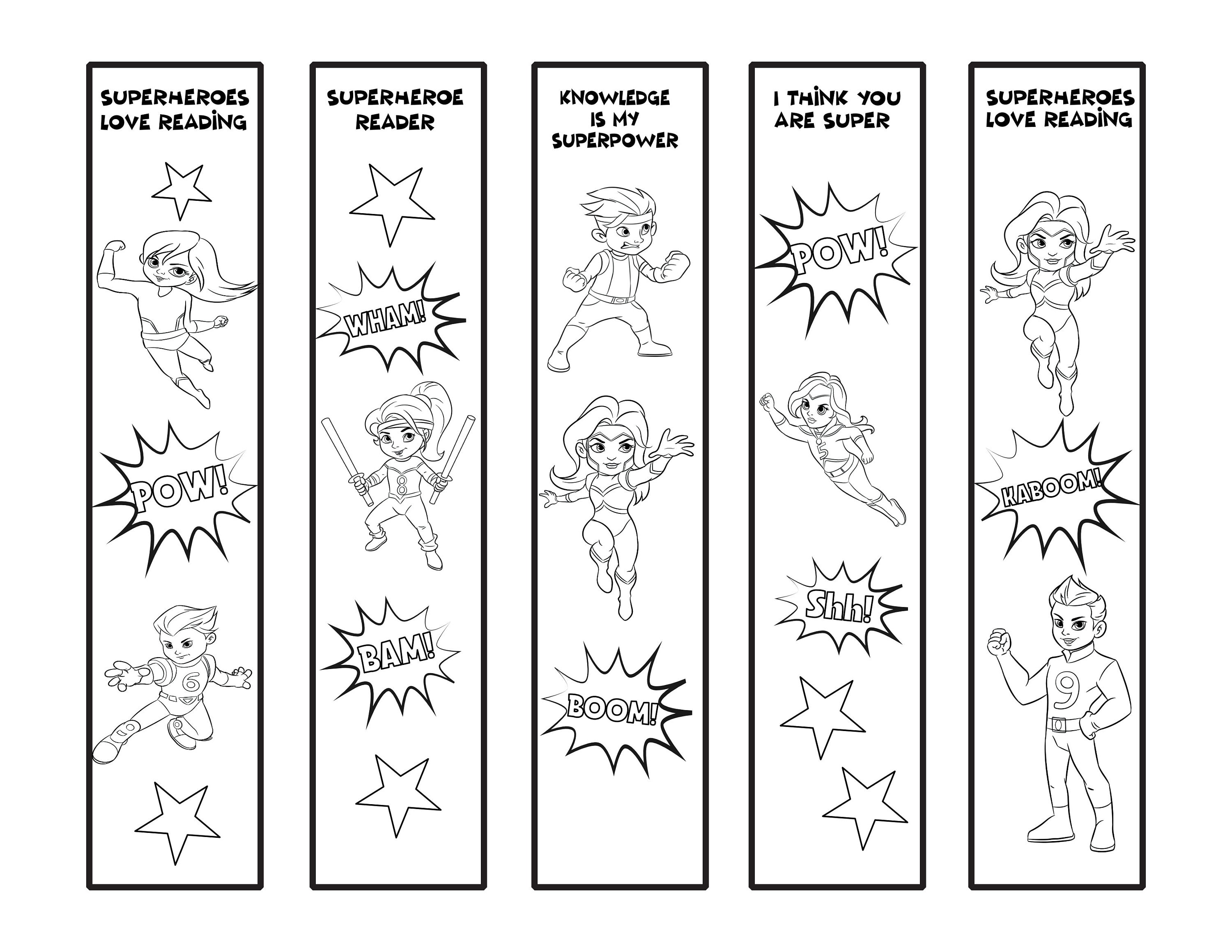 10 Printable Superheroes Bookmarks to Colour for Kids - Etsy UK
