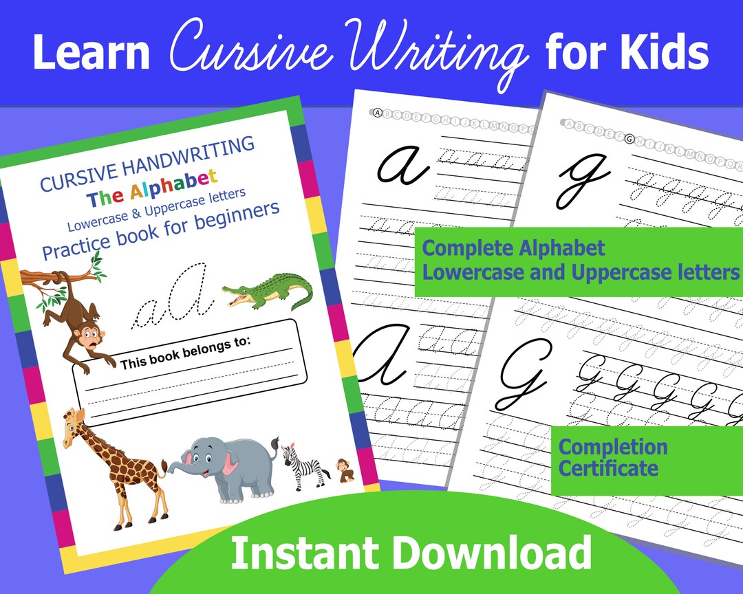 Escritura cursiva para niños. El Alfabeto con Letras - Etsy México