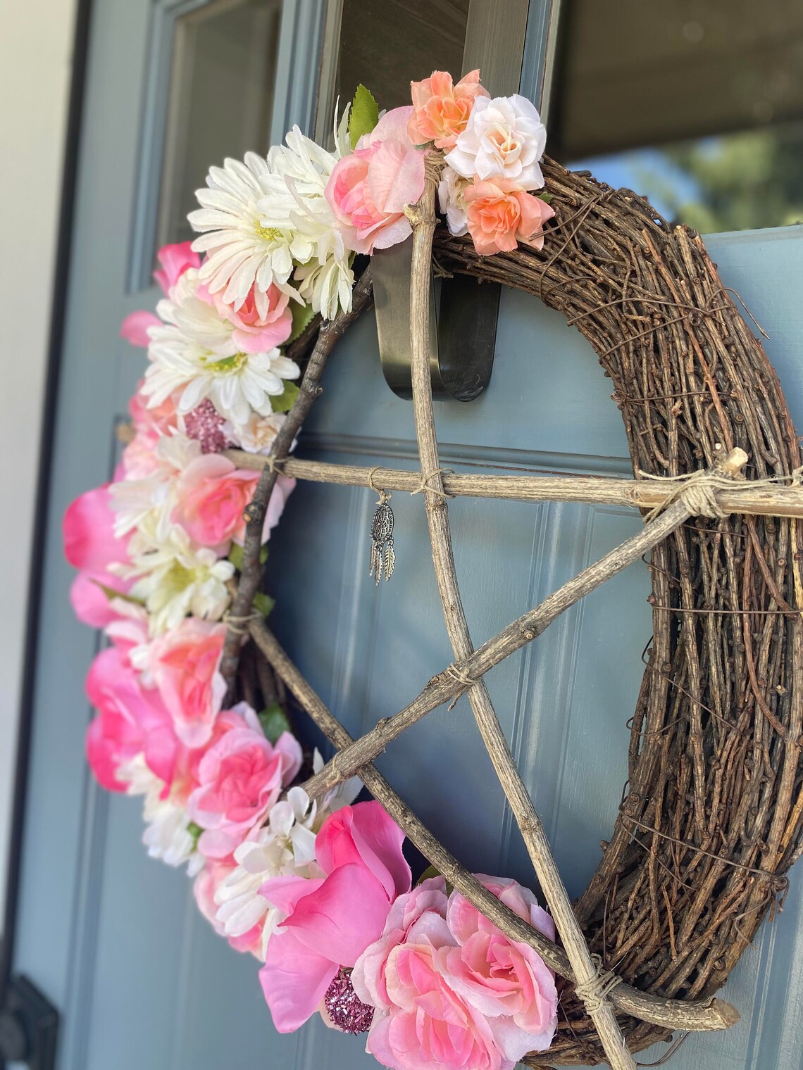 Pink moon floral star wreath | Etsy