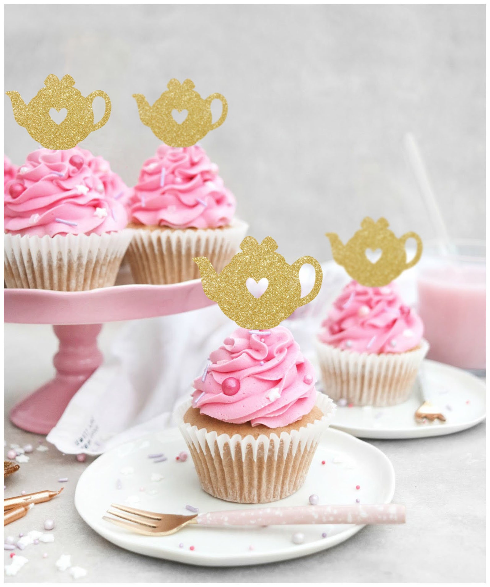 Tea for Two Cupcake Toppers Birthday Cupcake Topper Tea | Etsy