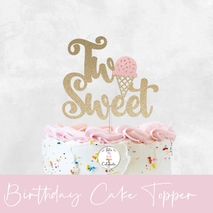 Two Sweet Cake Topper, Birthday Cake Topper, Ice Cream Party - Etsy