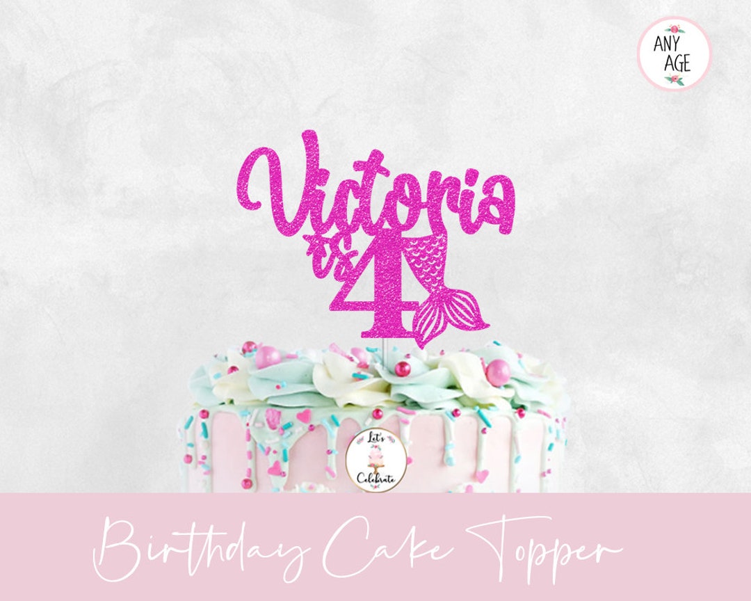 Mermaid Cake Topper, Custom Name Mermaid Cake Topper - Etsy