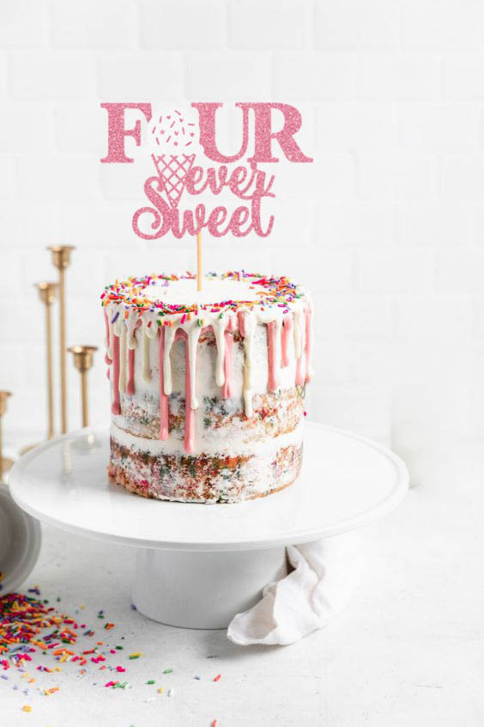 Four Ever Sweet Cake Topper Ice Cream Birthday Cake Topper - Etsy Canada