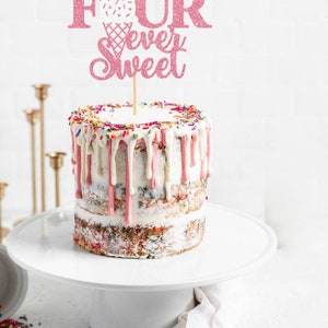 Four Ever Sweet Cake Topper, Ice Cream Birthday Cake Topper, Four ...