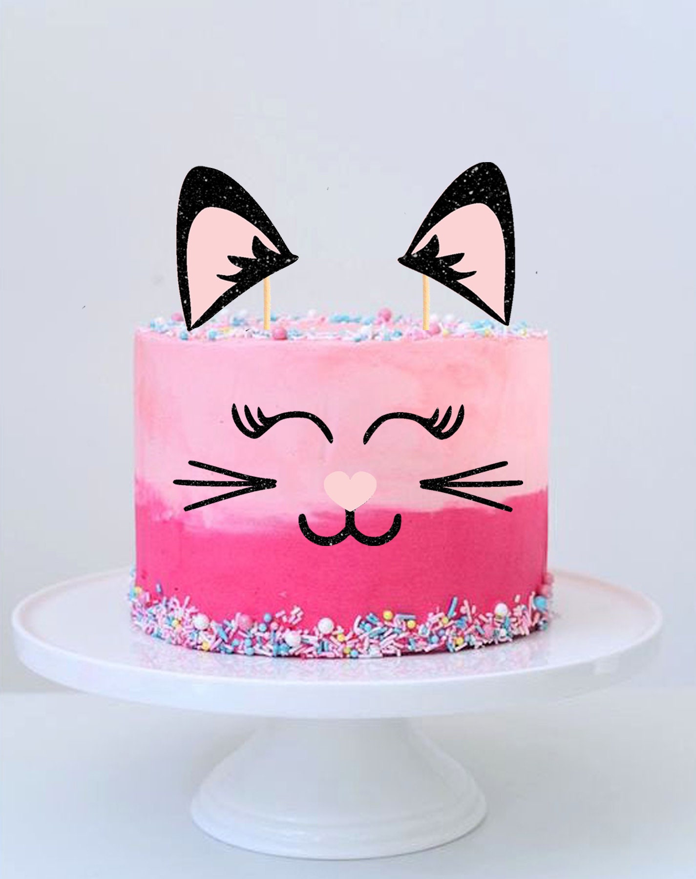 Cat Face Cake Topper Birthday Cake Topper Kitten Party - Etsy Canada