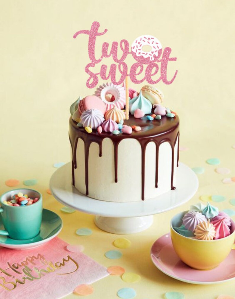 Two Sweet Cake Topper Birthday Cake Topper Donut Party - Etsy