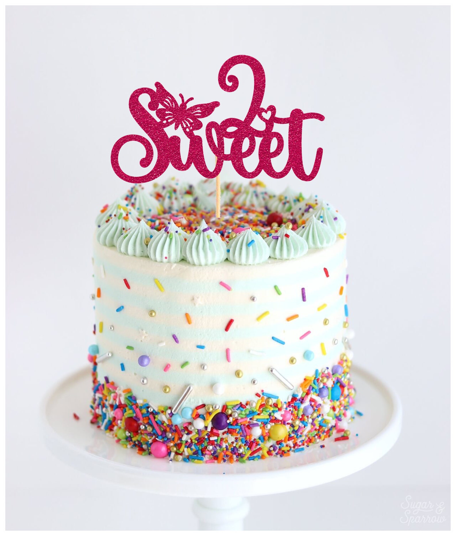 Two Sweet Cake Topper Birthday Cake Topper | Etsy