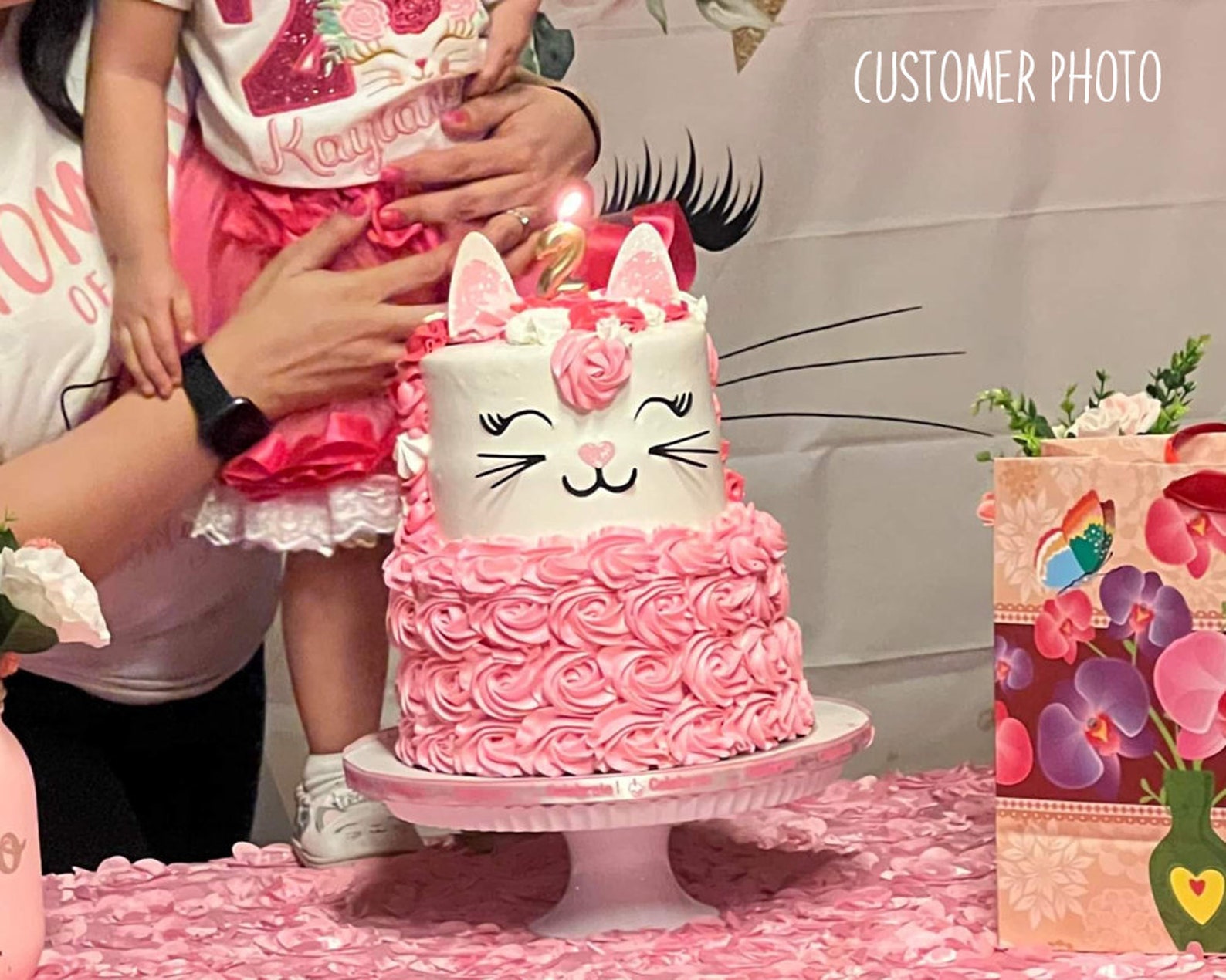 Cat Face Birthday Cake Topper: Glitter Kitten Party Decoration - Etsy