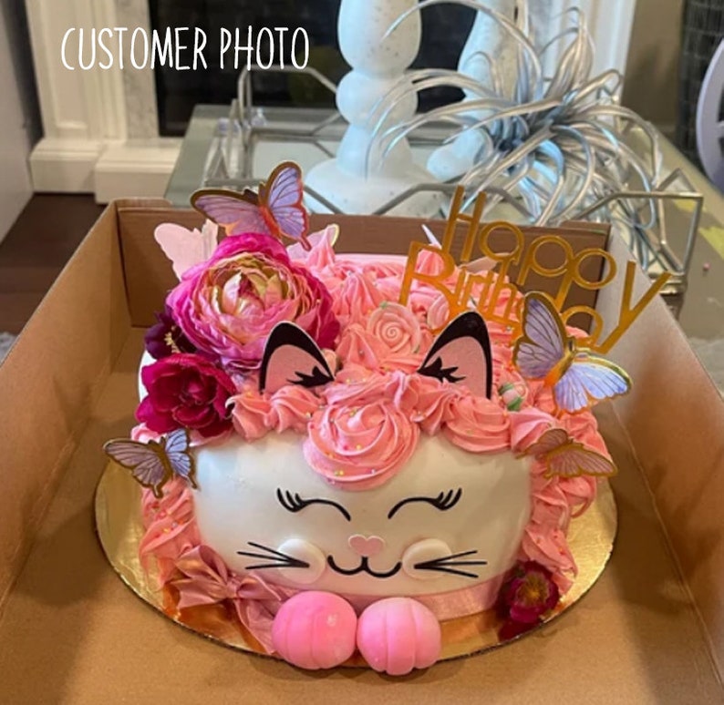 Cat Face Cake Topper Birthday Cake Topper Kitten Party - Etsy Canada