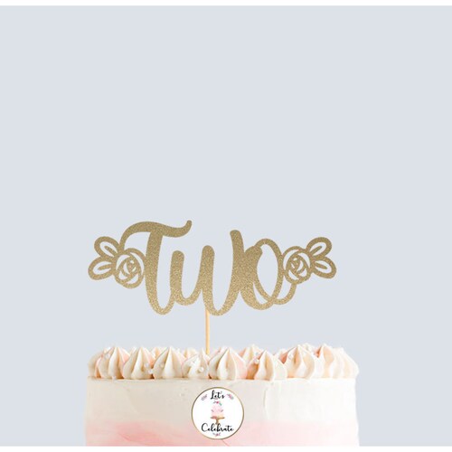 Two Cake Topper 2 Cake Topper Glitter 2 Sign Happy 2nd Cake | Etsy