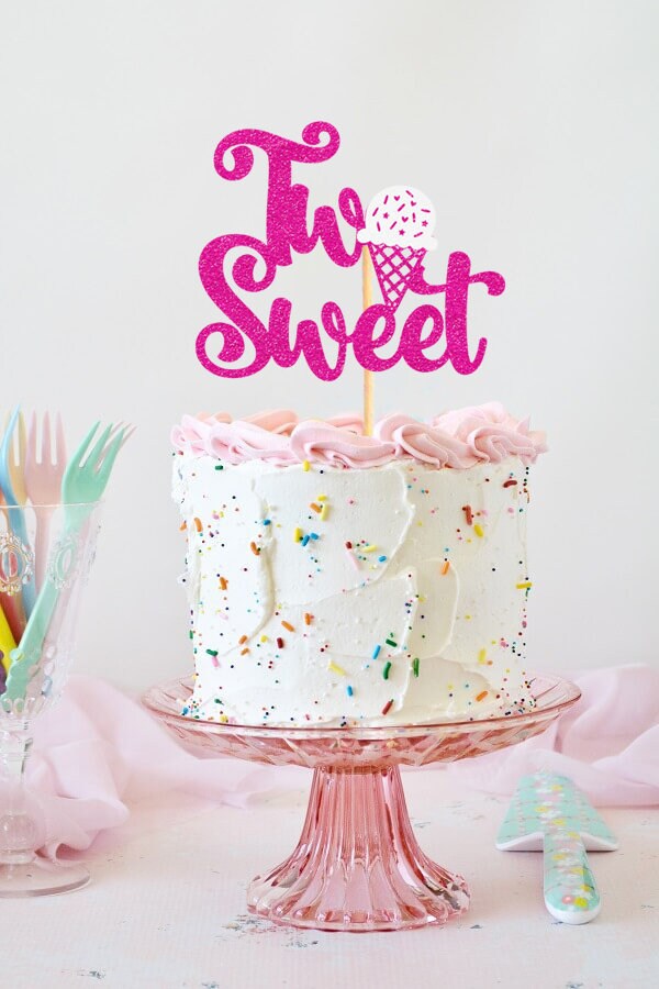 Two Sweet Cake Topper Birthday Cake Topper Ice Cream Party | Etsy