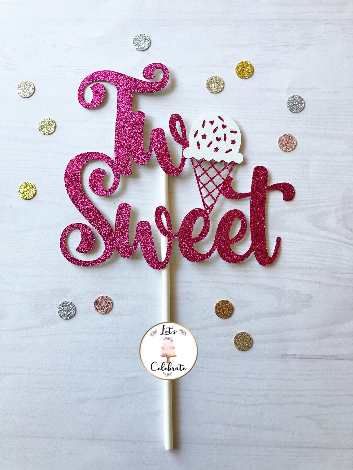 Two Sweet Cake Topper Birthday Cake Topper Ice Cream Party | Etsy