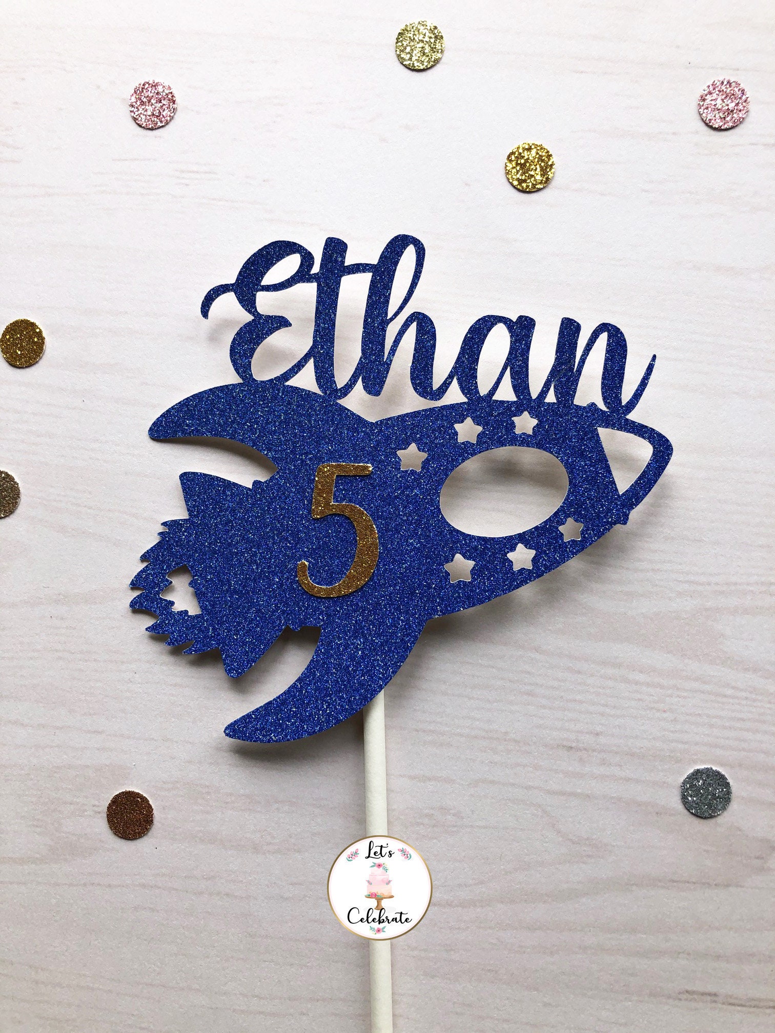 Personalized Rocket Name & Age Cake Topper Birthday Cake - Etsy