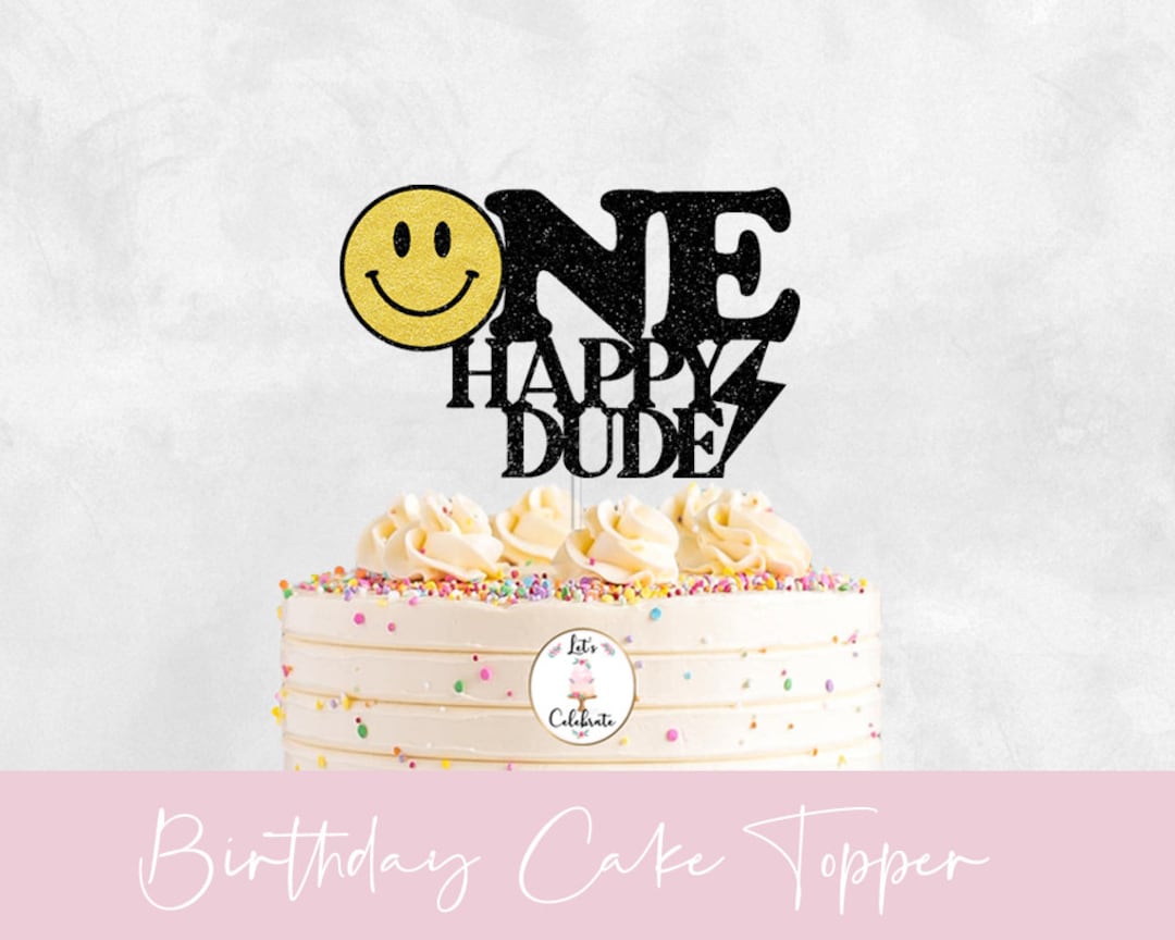 One Happy Dude Cake Topper: First Birthday, Glitter Cardstock - Etsy