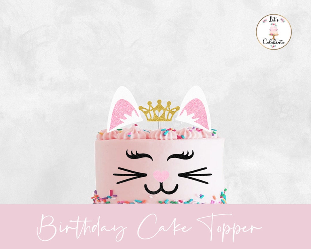Cat Face Cake Topper, Birthday Cake Topper, Kitten Party Decoration - Etsy