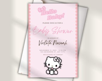 Kawaii Kitty Baby Shower Digital Invitation | Instant Download - Etsy