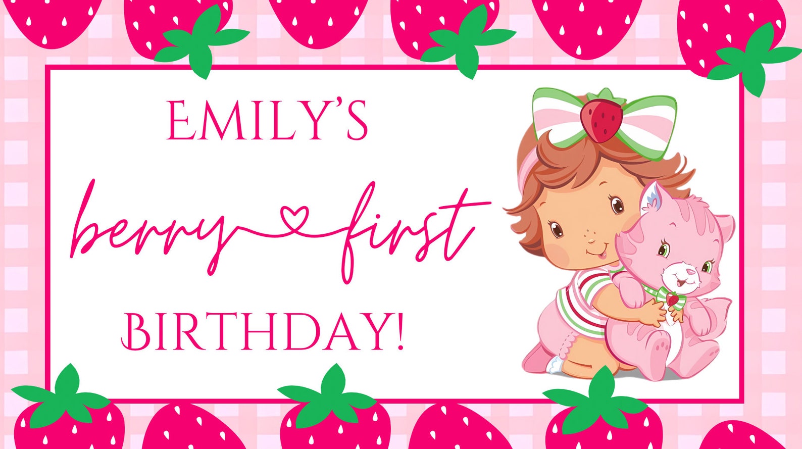 Strawberry Shortcake Gable Box Labels, First Birthday Goodie Box ...