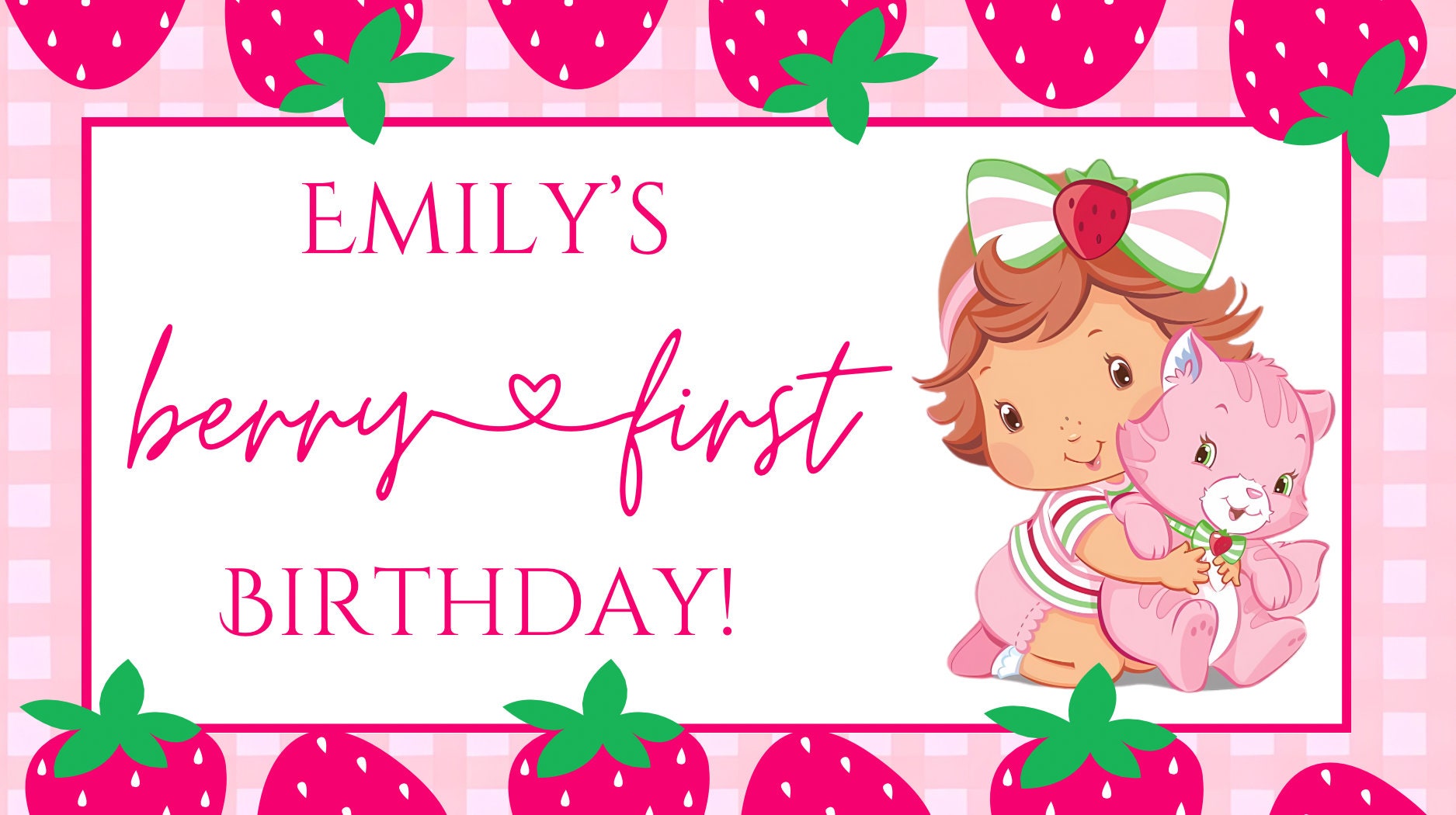 Strawberry Shortcake Gable Box Labels, First Birthday Goodie Box ...