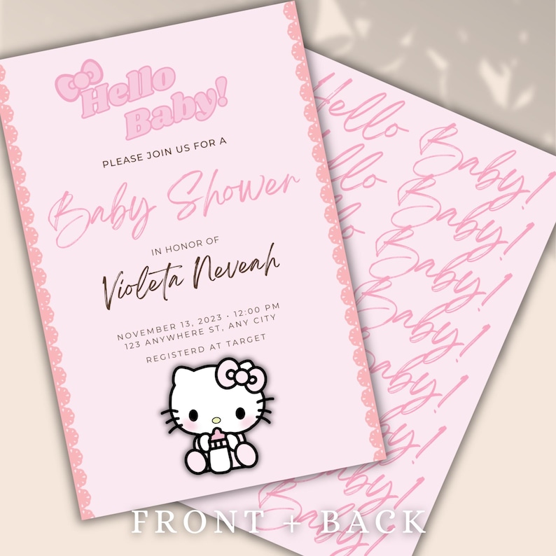 Kitty Baby Shower Invitation Editable Digital, Baby Shower Invitation ...