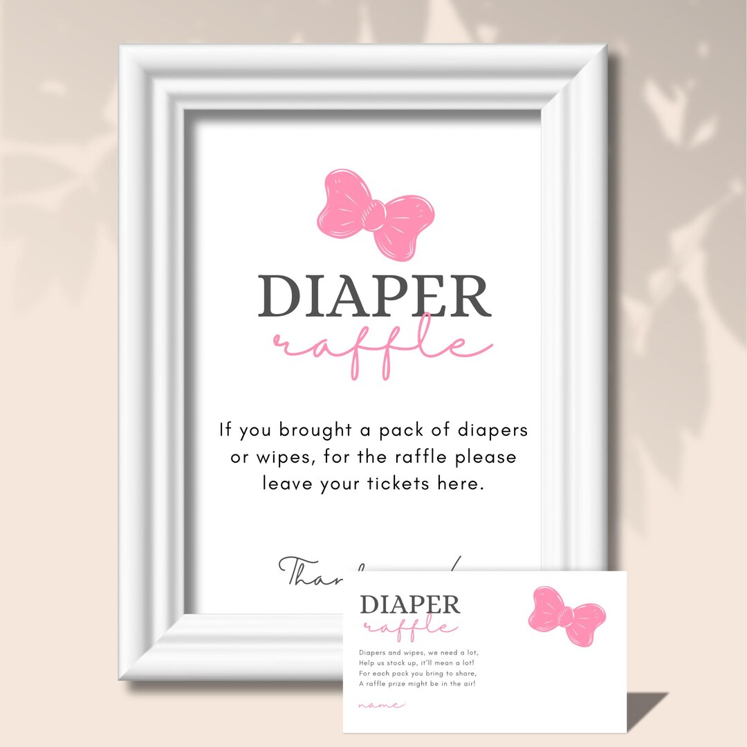 Diaper Raffle Kitty Baby Shower Sign and Card, Hello Baby Kitty Diaper ...