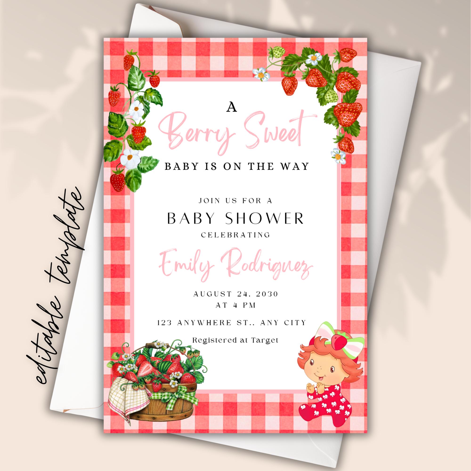 Strawberry Shortcake Baby Shower Invitation, Editable Instant Download ...